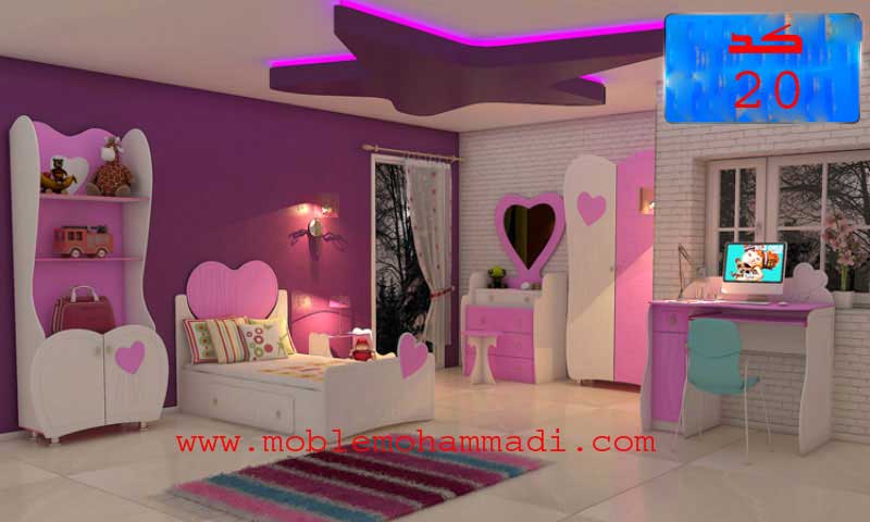 سرویس خواب نوجوان و جوان کد ۲۰ شامل تخت/کمد/دکور/میز ارایش/میز تحریر ...
